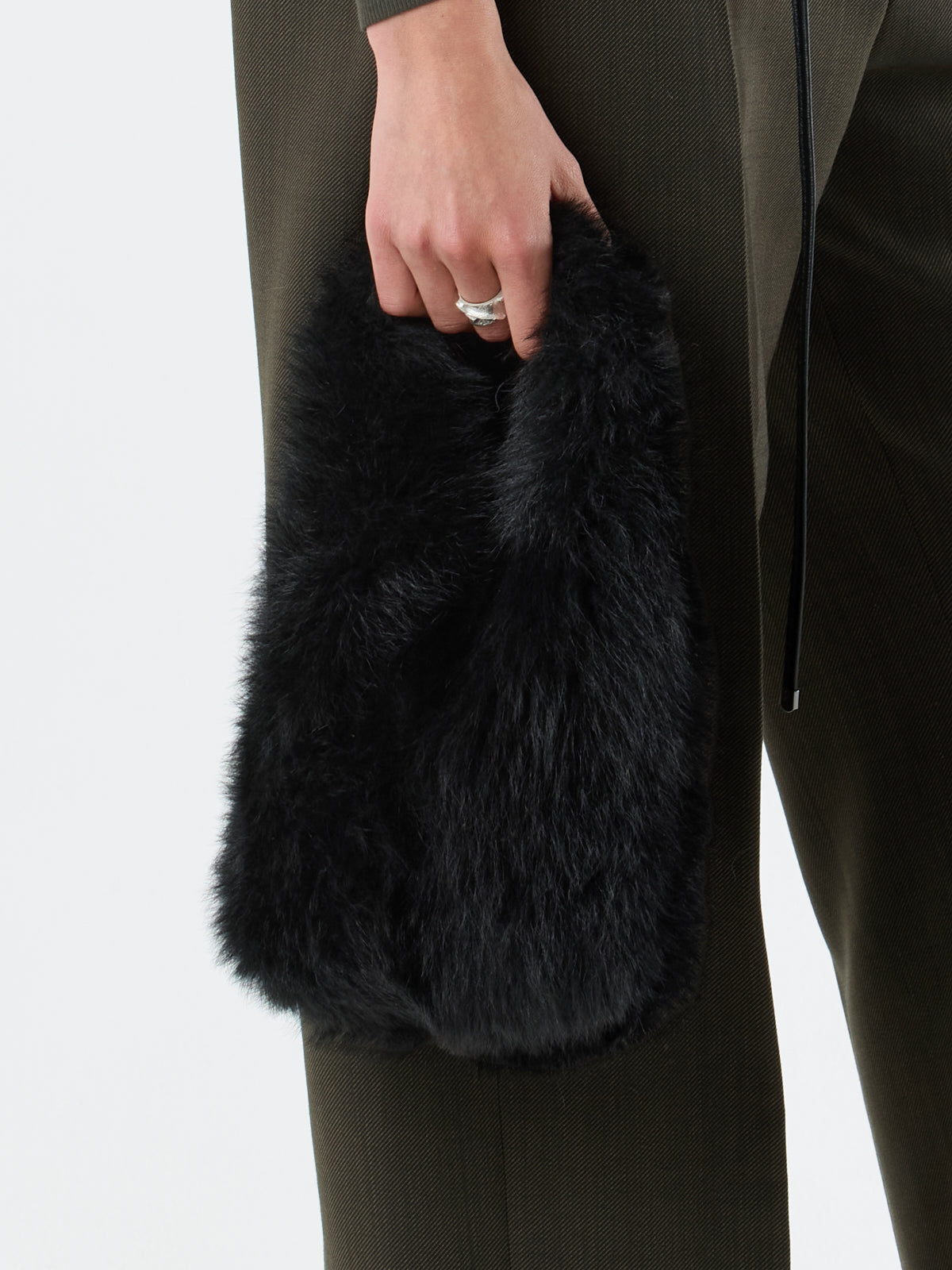 Black Shearling Mini Slouch Bag | Bags | Gushlow & Cole