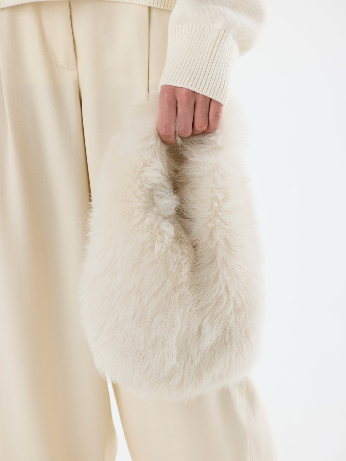 Cream Shearling Mini Slouch Bag | Bags | Gushlow & Cole